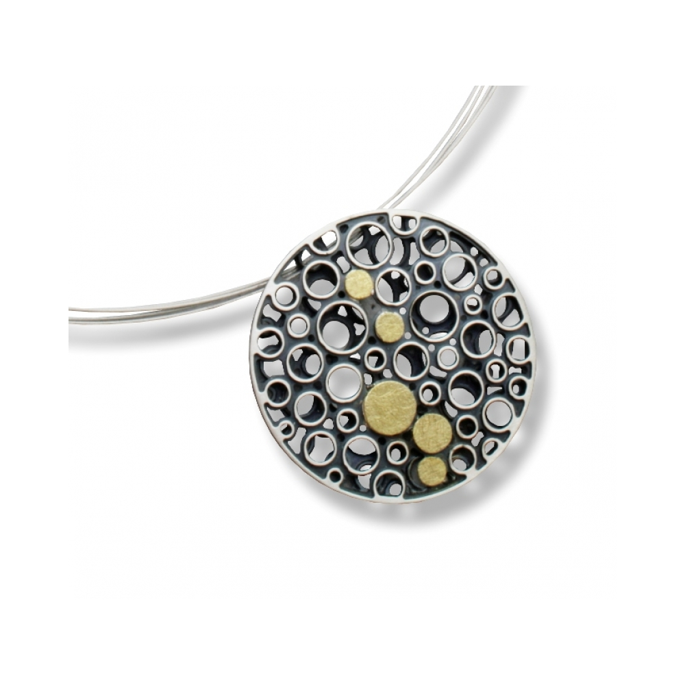 Anhänger Sterling Silber 925 oxidiert mit vernieteten vergoldet ...